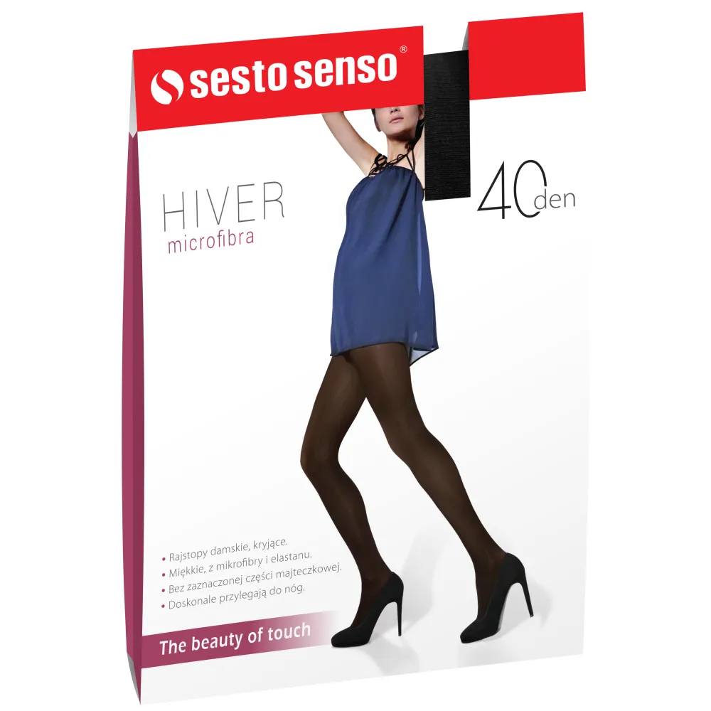 Rajstopy 40 DEN kolorowe kryjące microfibra HIVER Modrak